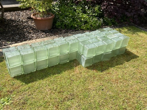 64x Crosshatch Glass Brick/Block 146x146x96mm, Architectural Privacy ...