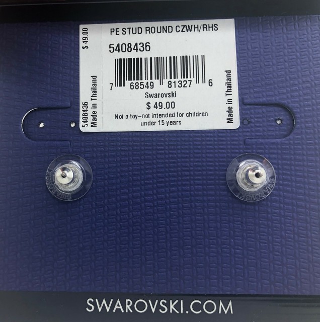 Swarovski Attract Round Pierced Earrings White Rhodium Plating 5408436 ...