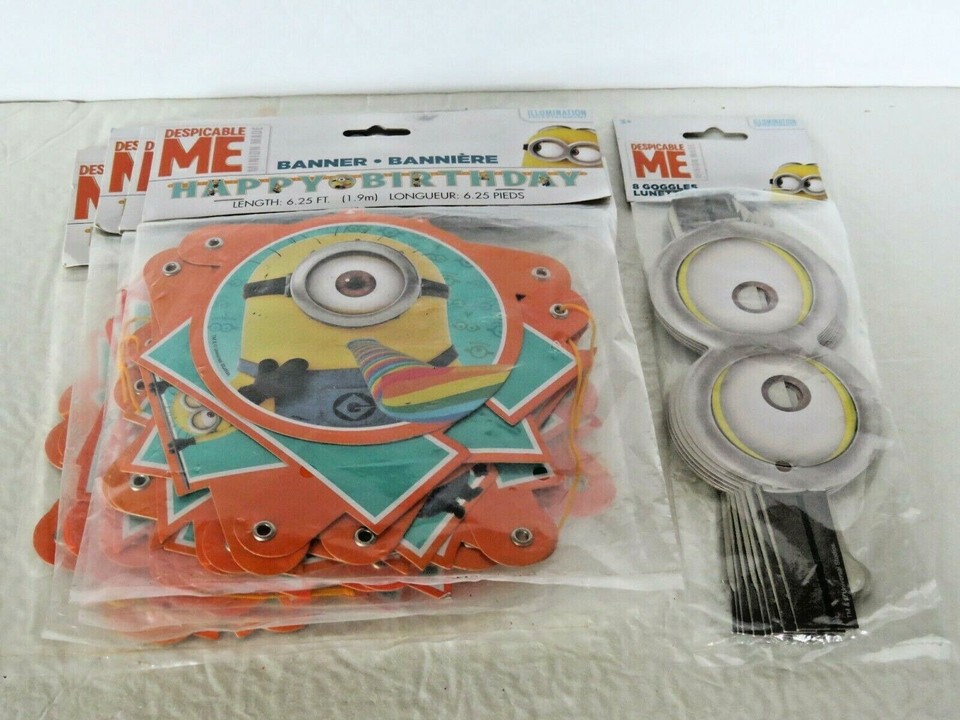Despicable Me Minion Happy Birthday Party Decoration Banners Goggles ...