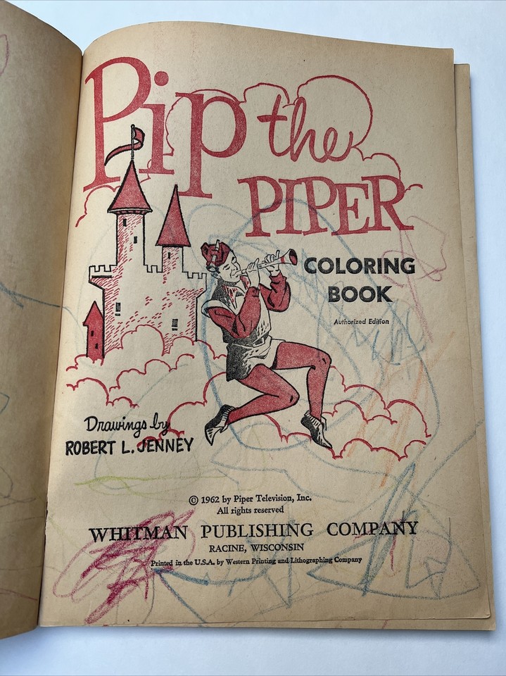 Walt Disney Stuios Vintage Coloring Books Pip the Piper Zoro Set of 2 ...