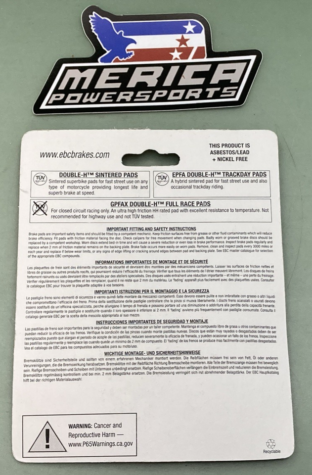 NEW GENUINE EBC FA174HH Double H Sintered Brake Pads | eBay