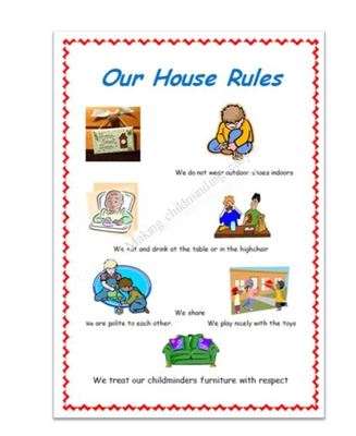CHILDMINDER OUR HOUSE RULES A4 POSTER CHILDMINDING EYFS RESOURCE | eBay UK
