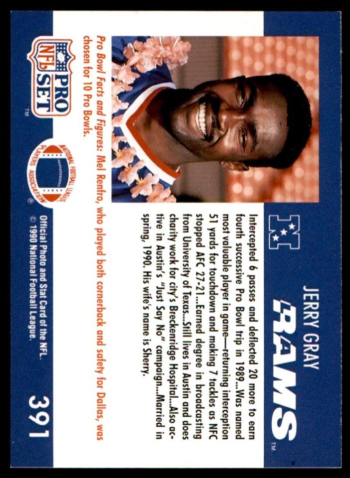 1990 Pro Set Jerry Gray Los Angeles Rams #391 | eBay