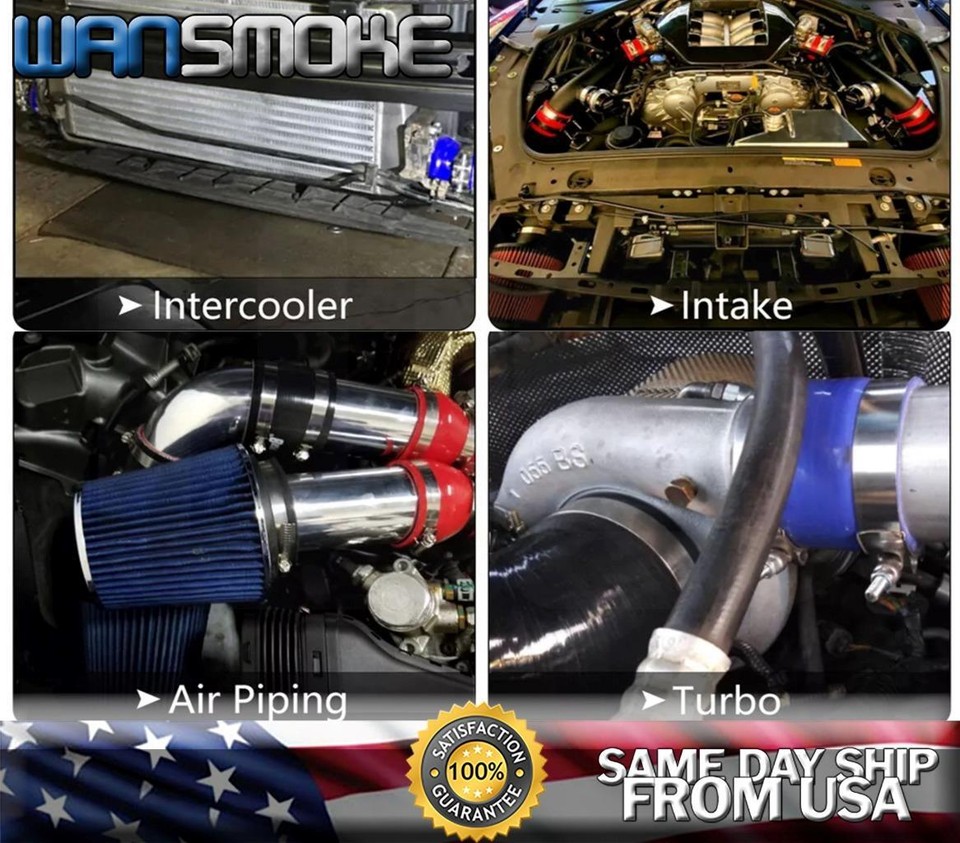 3" Inch Turbo Intercooler Piping Pipe Black +Red Silicone Coupler +T ...