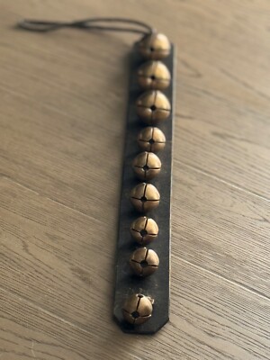 Vintage Horse Sleigh Bells On Leather Strap 24” with # 21 - 24 bells ...