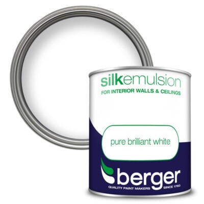 Berger Pure Brilliant White Vinyl SILK Emulsion Paint 1L - Durable ...