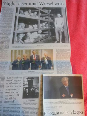 1928-2016 ELIE WIESEL OBITUARY HOLOCAUST MEMORY NIGHT A SEMINAL WIESEL ...