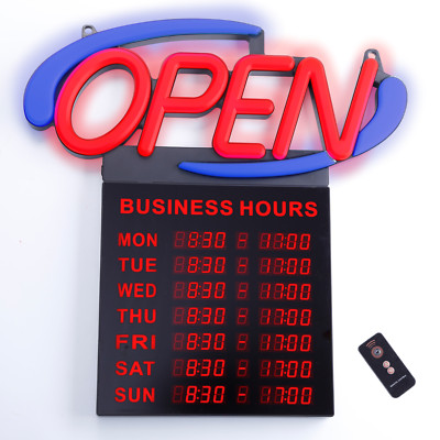 Super Bright SMT LED Open Sign with business hours (flexible minute ...