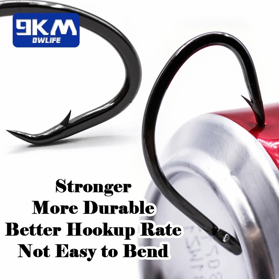9KM Circle Hooks Heavy Duty Saltwater Hooks Wide Gap Catfish Hooks ...