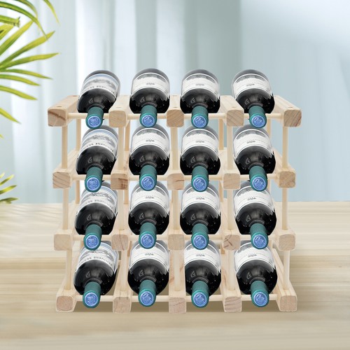 Wine Rack 16 Bottles 4 Tier Stack-Able Wine Holder Counter-Top Storage ...