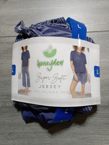 Honeydew Pajama Set Adult Large Super Soft Jersey Leaves Pattern *3PC ...