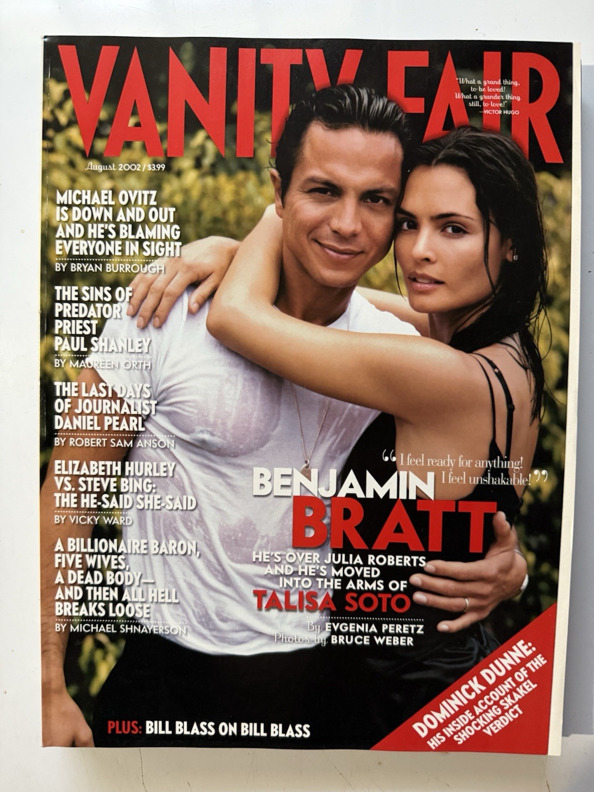 Vanity Fair Magazine August 2002 Benjamin Bratt-Bill Blass-Talisa Soto ...