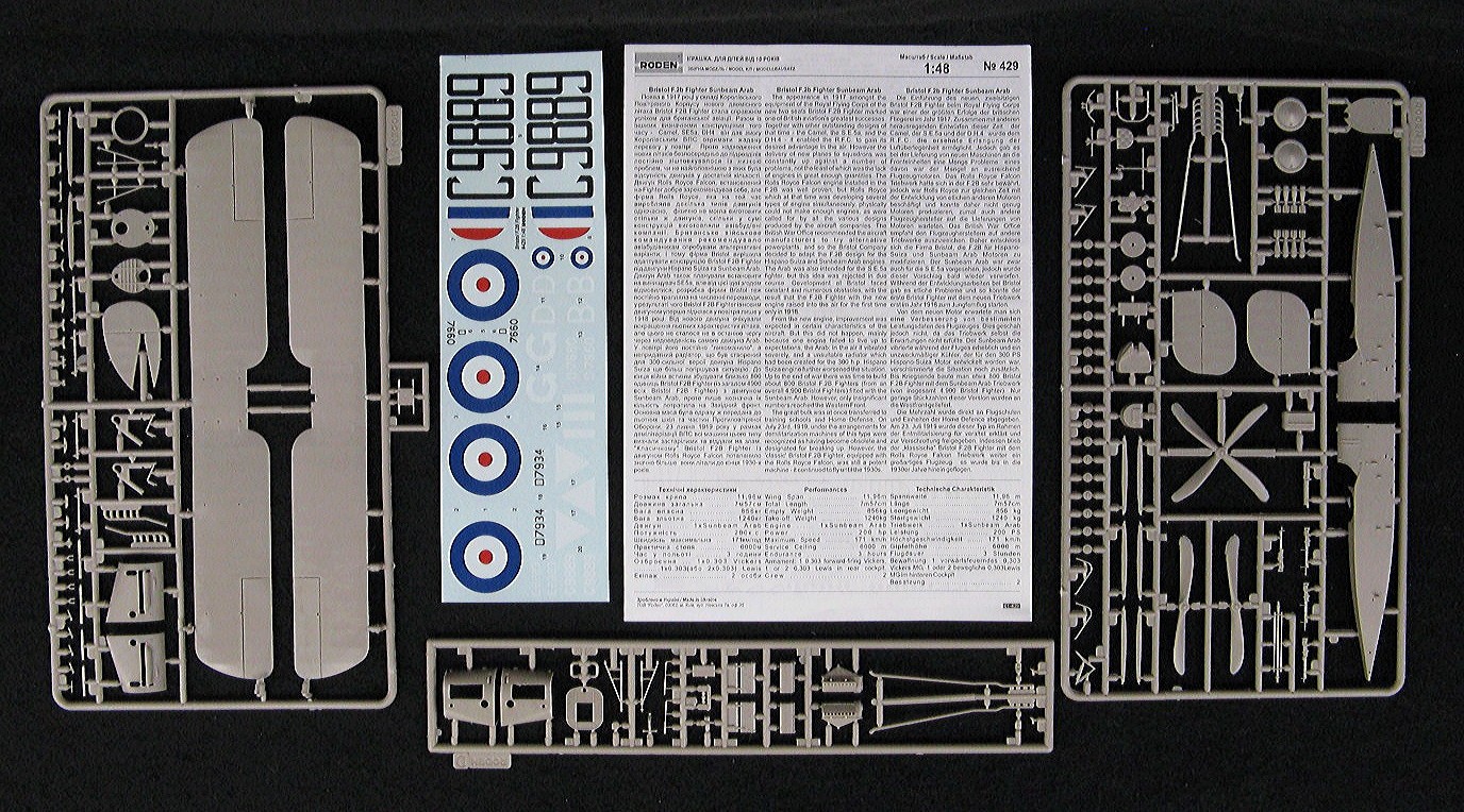 1/48 Roden Models BRISTOL F.2B FIGHTER with Sunbean Aero Engine BAGGED ...