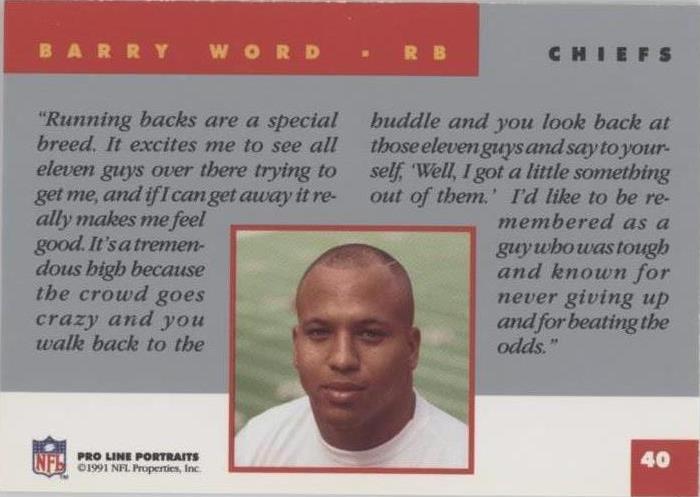 1991 Pro Line Portraits Barry Word #40 for sale | eBay