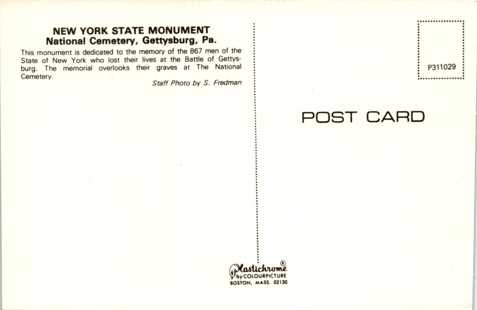 New York State Monument Gettysburg postcard, historic memento | eBay