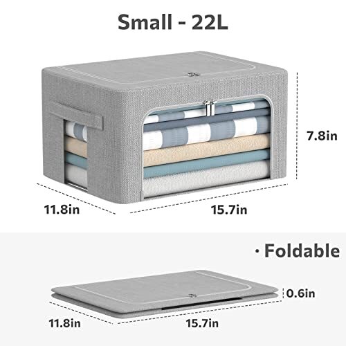 3Pack Foldable Storage Bins - Frame Storage Box Linen Small-22L Light ...