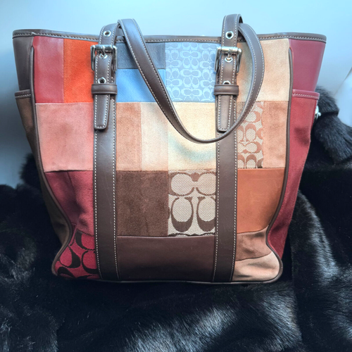 COACH Vintage Multi Color Patchwork Tote Shoulder bag C05Q-8J99 | eBay