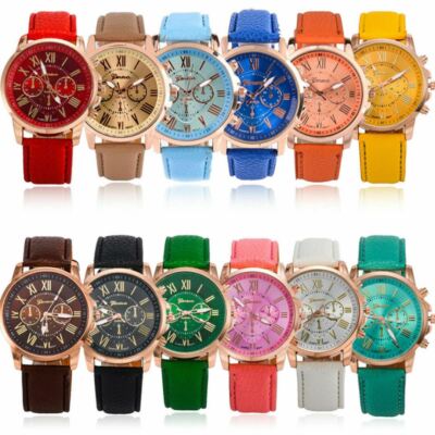 Women Girl Watch Geneva Smart Leather Fashion Wrist Watch Analogue ...
