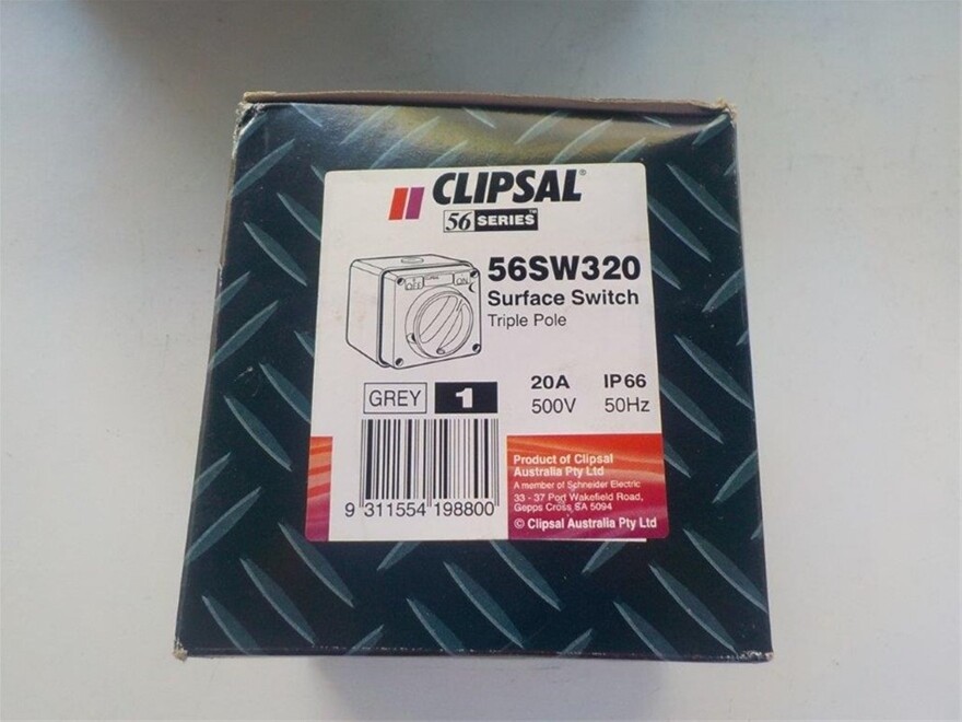 CLIPSAL 56SW320 1 Gang 20A 3P 500VAC Surface Switch Grey Industrial ...