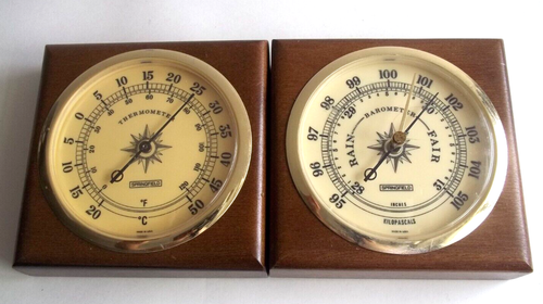 Springfield Hackensack NJ Hinged Folding Barometer/Thermometer. Wood ...