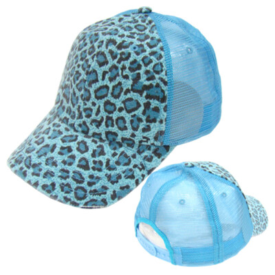 BLUE LEOPARD TRUCKER MESH BASEBALL CAP WOMEN'S NEW HEADWEAR ADJUSTABLE ...