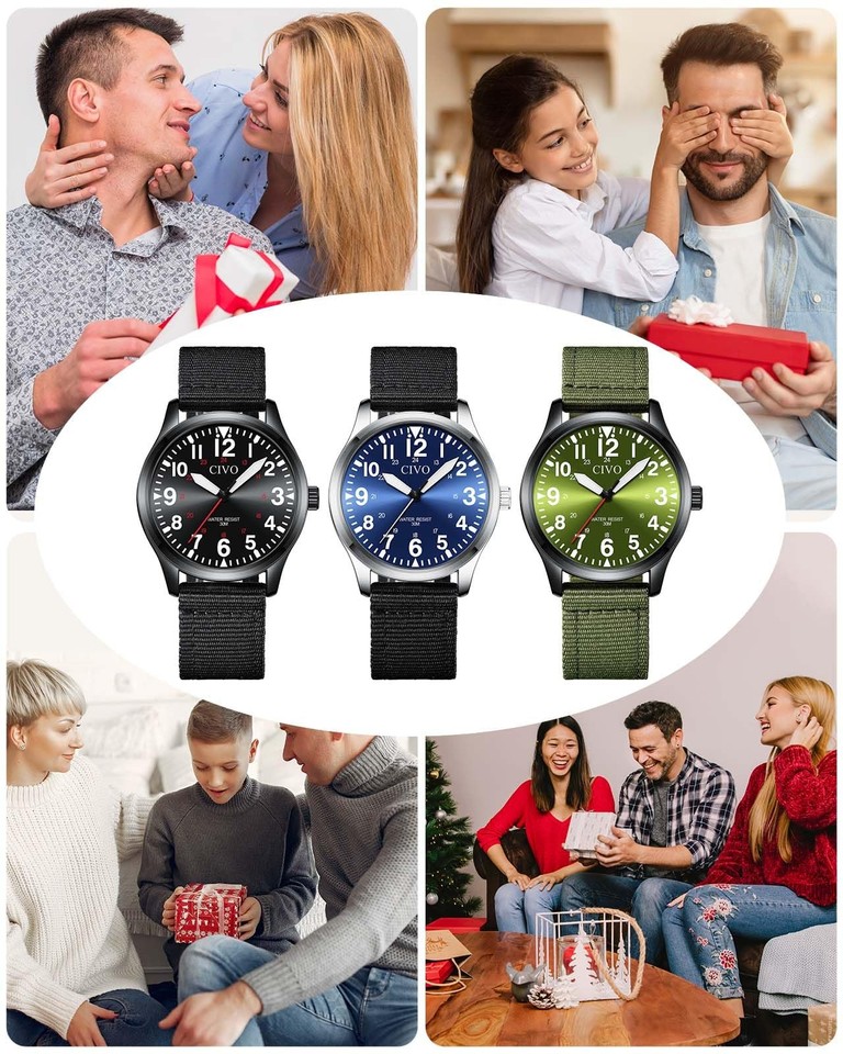 Military Watch for Men Waterproof Analog Mens Watches Classic- Field ...