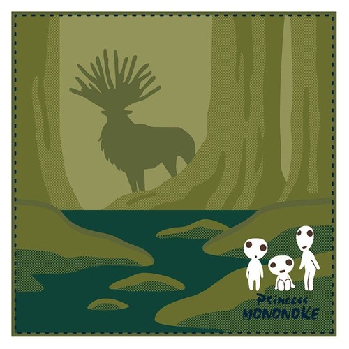 Studio Ghibli Mini Towel Princess Mononoke Shadow of the Deer God 25 x ...