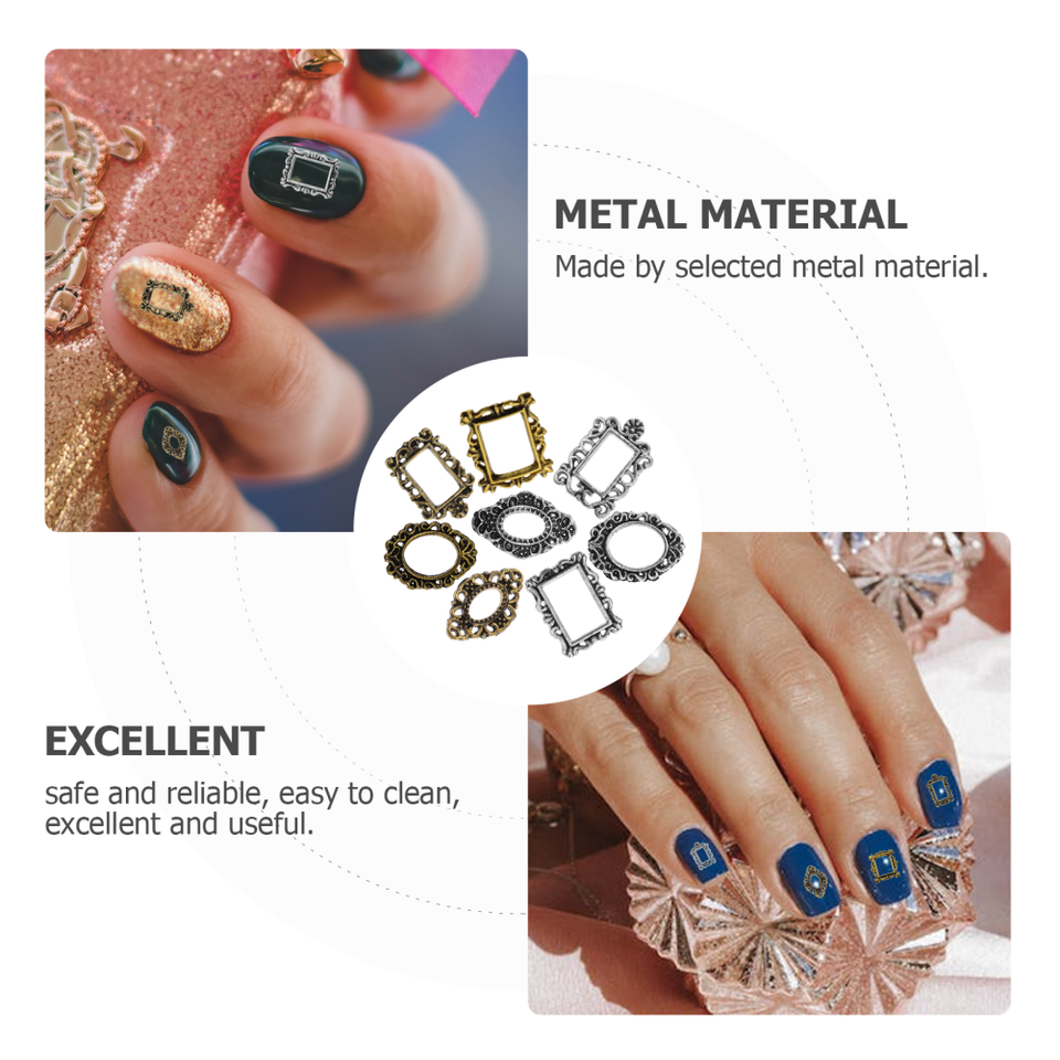 40 Pcs Baroque Mini Metal Photo Frame Nail Art Picture Frame Nail Art ...