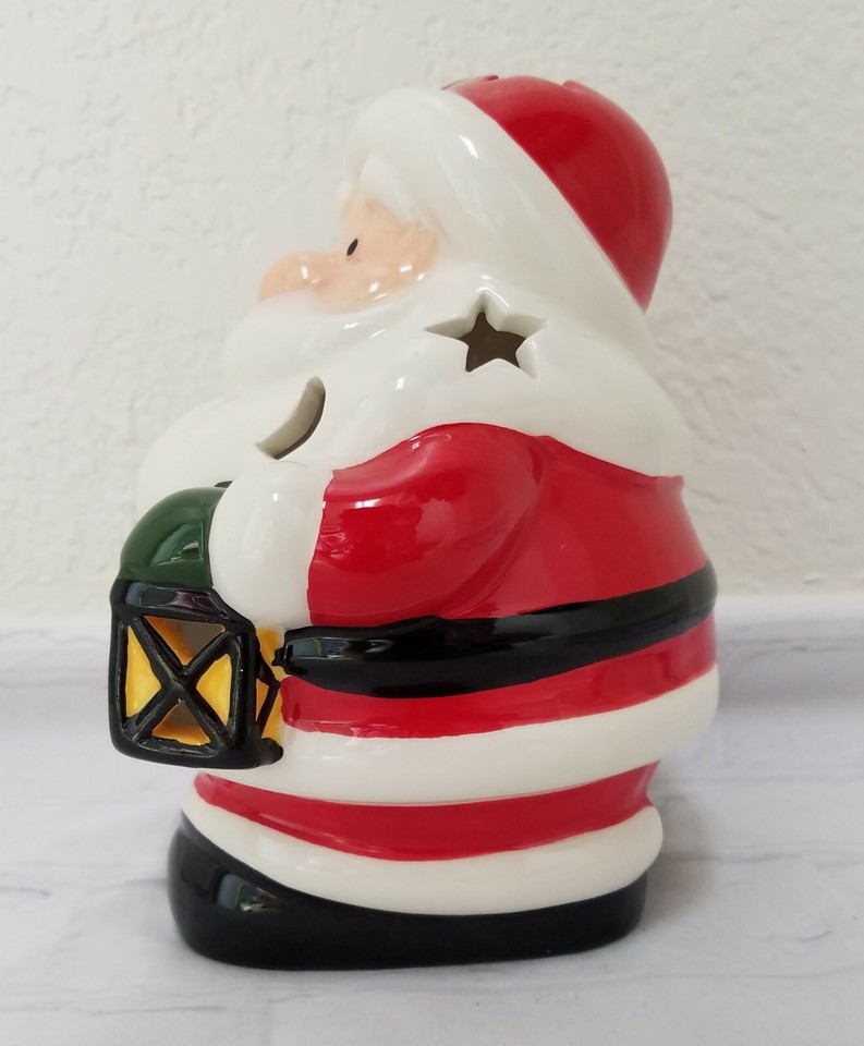 Ceramic Santa Claus Tea Light Votive Candle Holders Holidays 6.5" x 5 ...