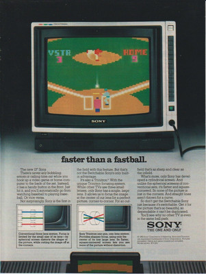 1983 Sony Trinitron TV Switchable from Computer Gaming Console Vintage ...