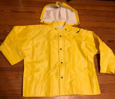 NWOT Neese Flame Resistant PVC Polyester Jacket + Hood 2XL Yellow FMVSS ...