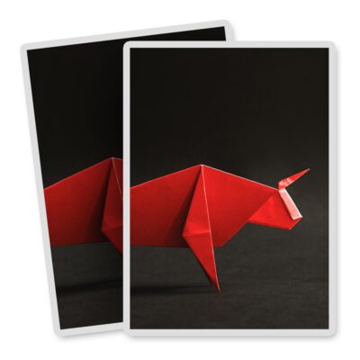 2x Vertical Vinyl Stickers Bull Ox Red Origami #52690 | eBay UK