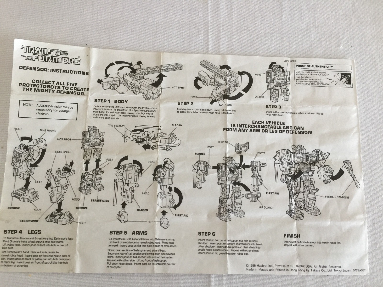 Transformers G1 1986 instruction sheet manual DEFENSOR | eBay