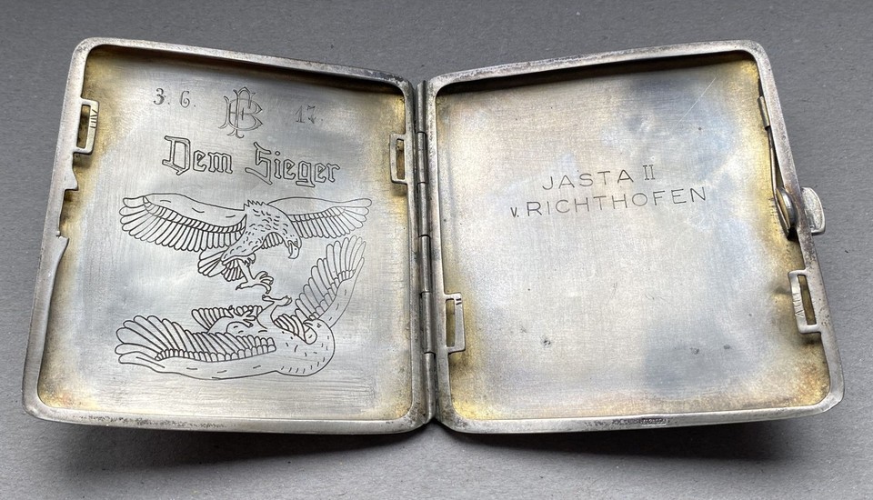 Zigarettenetui PLM Flieger Olt Fritz Otto Bernert mit Gravur "Dem ...