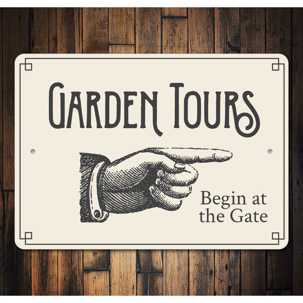 Garden Decor, Garden Tours Sign, Pointing Hand Aluminum Sign | eBay