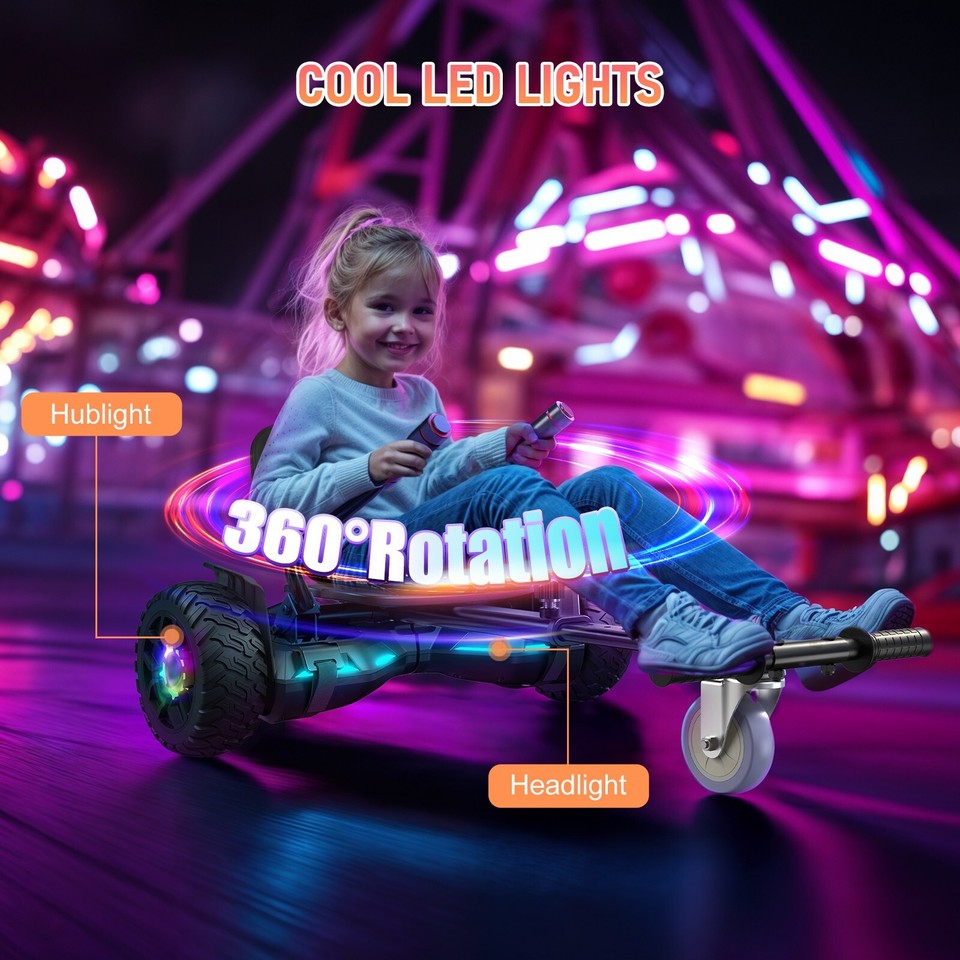 Electric Hoverboard & Hoverboard Go Kart 8.5'' Self-Balancing Bluetooth ...