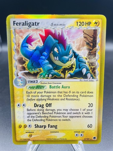 Pokemon Feraligatr 2/101 EX Dragon Frontiers Holo Rare Delta Species LP ...