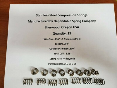 Lot of 15 - .750 length x .500 O.D 17-7 Stainless Steel compression ...
