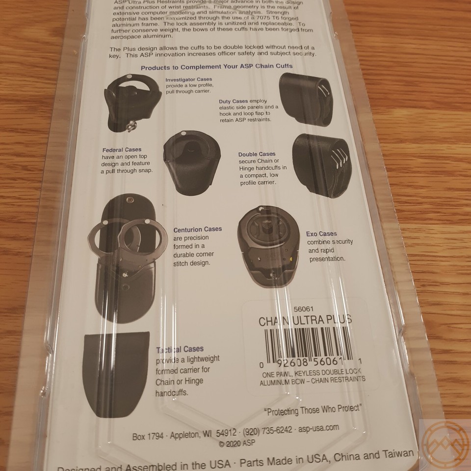 ASP Chain Ultra Plus Cuffs One Pawl Chain Restraints Keyless Double ...