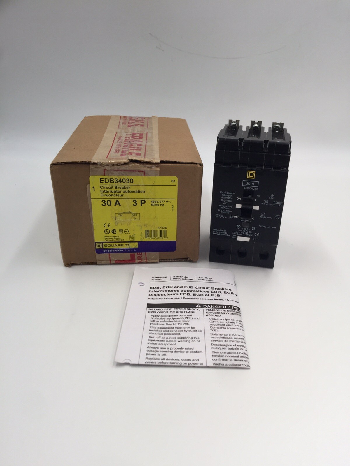 HOUSTON STOCK NEW SQUARE D EDB34030 TYPE EDB 30 AMP 480 V FREE 2 DAY ...