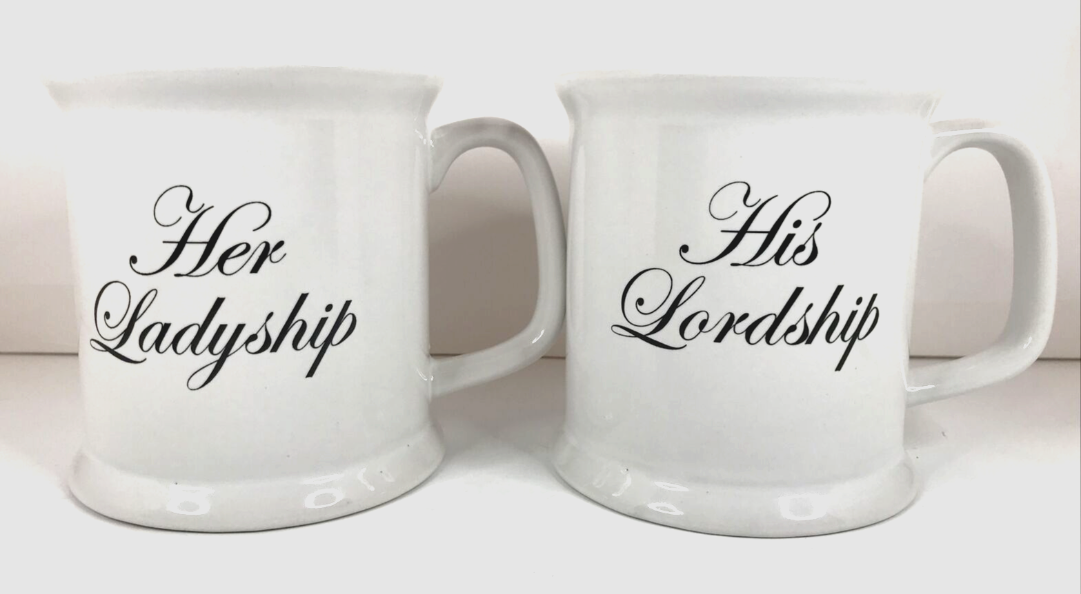Her Ladyship His Lordship Coffee Tea Cups Pair Mugs EUC White Black ...