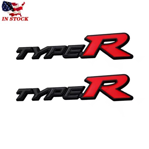 2pcs Metal For Type R Racing Sport Car Letter Rear Emblem Badge Sticker ...