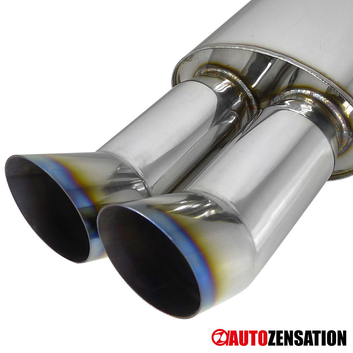 Dual Slant Slash Burnt Rainbow Tip Exhaust Muffler DTM 2.5" Inlet | eBay