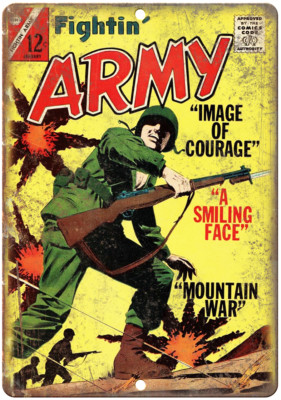 Fightin' Army January Comic Book Cover 12" x 9" Reproduction Metal Sign ...