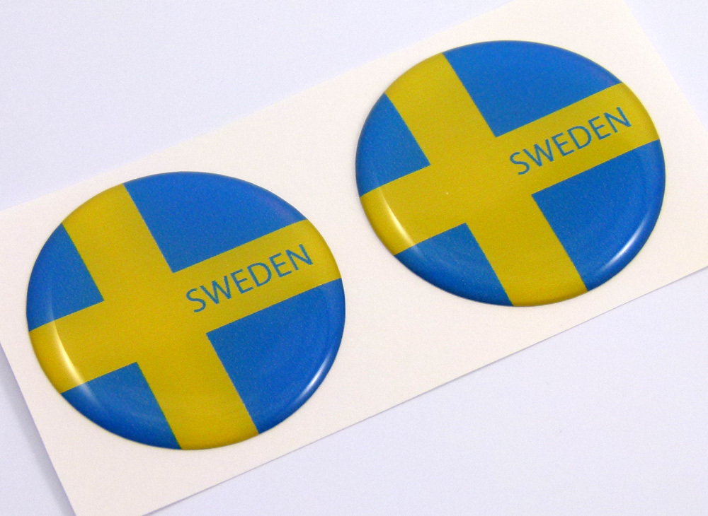 Sweden Swedish flag Round domed decal 2 emblem Car bike stickers 1.45 ...