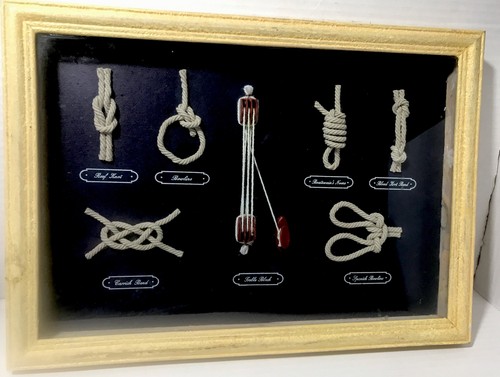 Shadow Box Nautical Sailor Rope Knots Display 12X8” VTG Pale Yellow | eBay