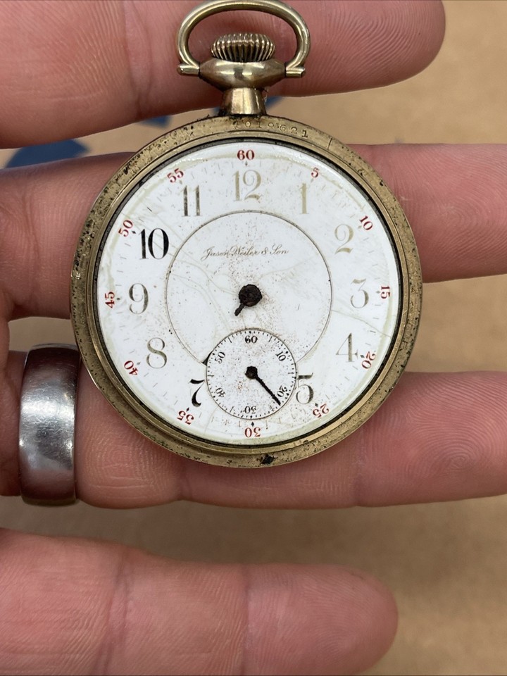 Vintage Jason Weiler & Sons Gold Filled Pocket Watch Elgin Ramona 20 ...