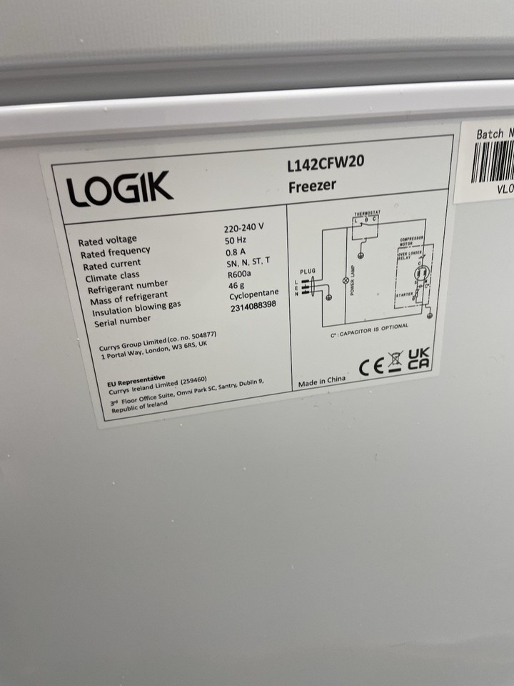 Chest Freezer LOGIK L142CFW20 White | eBay UK