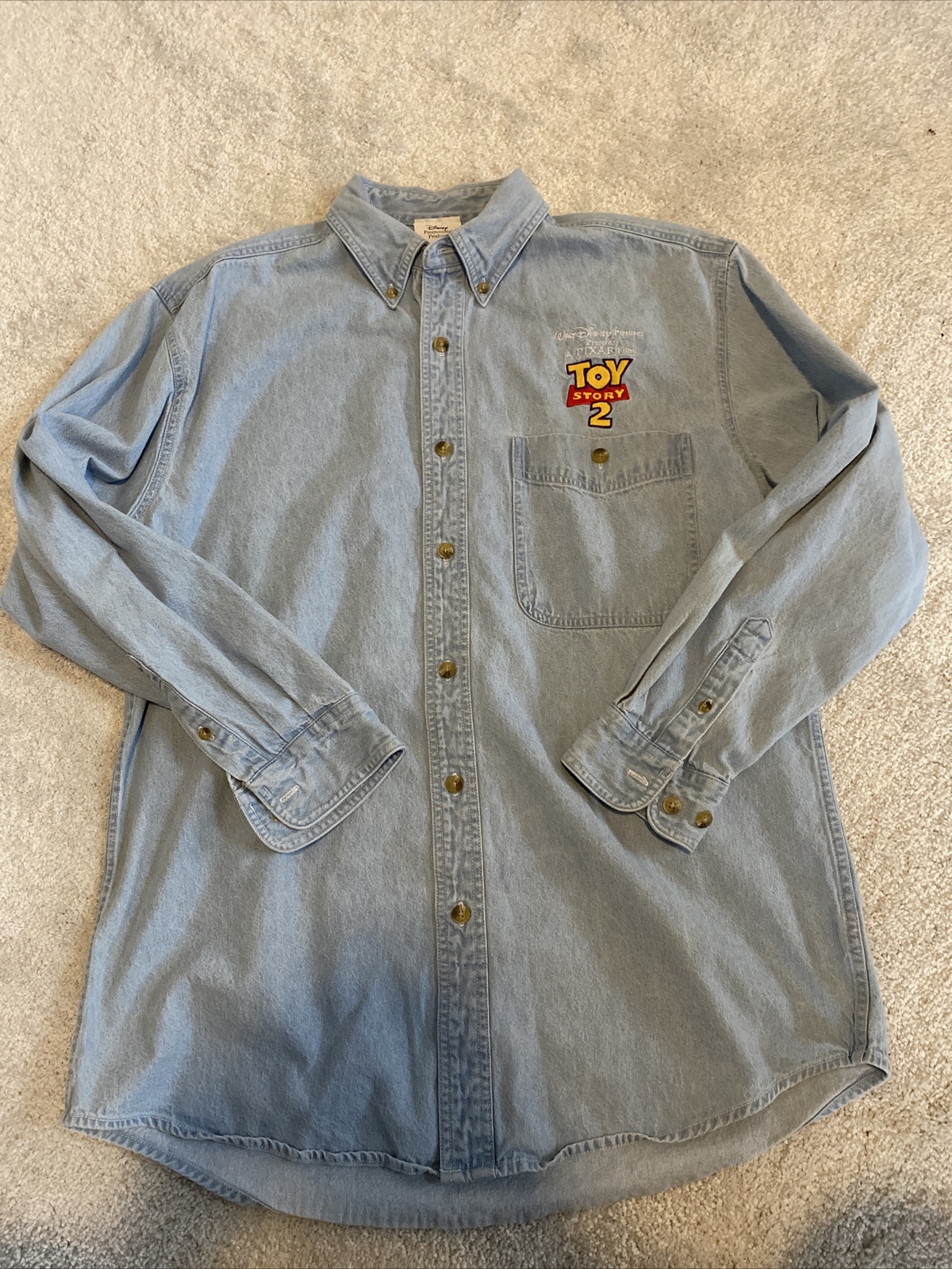 Vintage Disney Pixa Toy Story Denim Button Up - 1995 - Gem