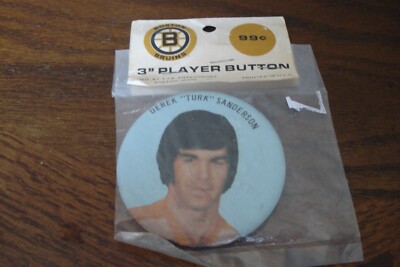 VINTAGE DEREK "TURK" SANDERSON BOSTON BRUINS 3" BUTTON-T.J.B ...